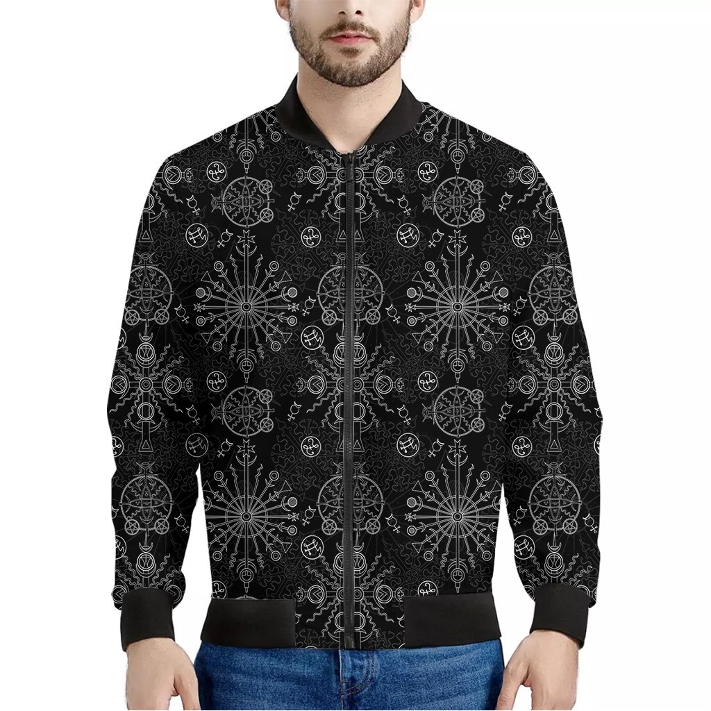 Black And White Wiccan Mystic Print Bomber Jacket – We sell presents ...