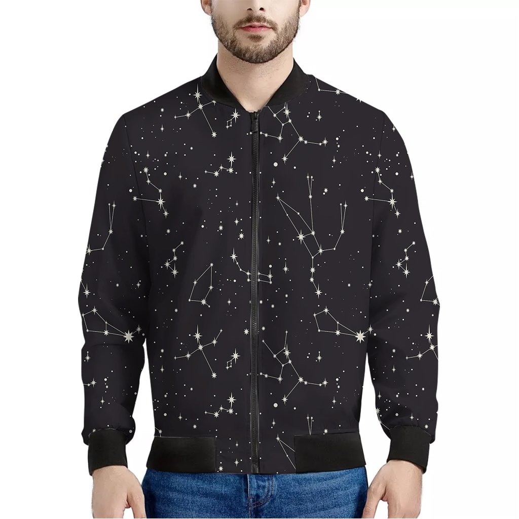 Black And White Zodiac Stars Print Bomber Jacket – We sell presents ...
