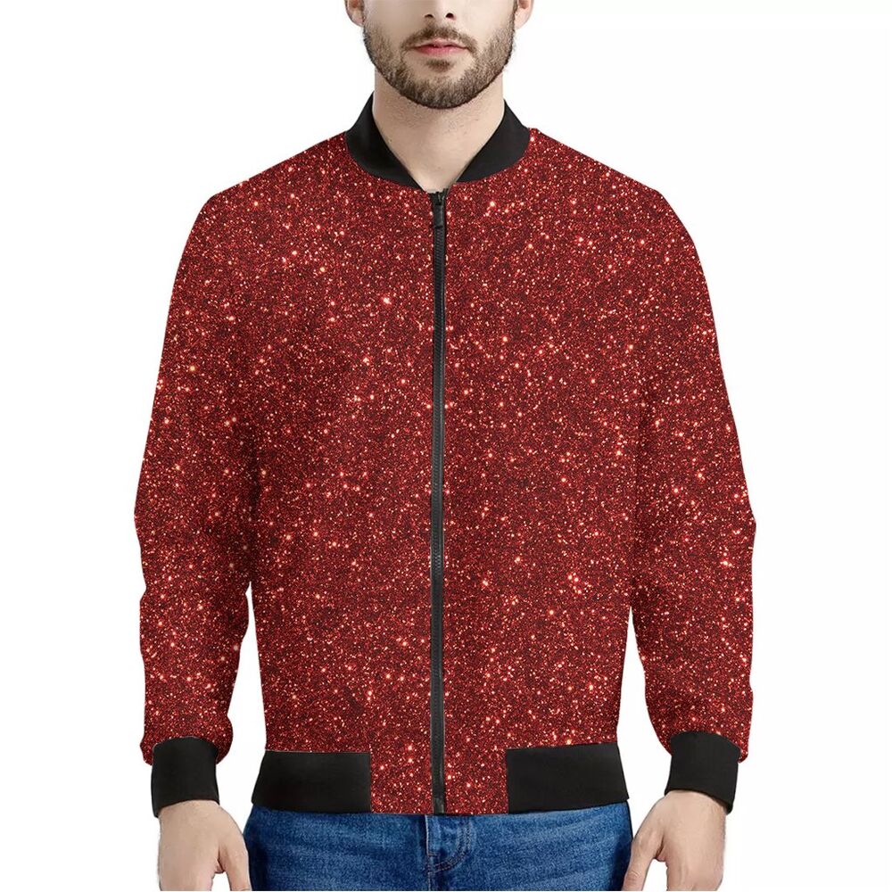 Burgundy Glitter Texture Print Bomber Jacket – We sell presents, you ...