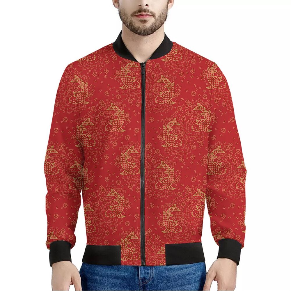 Chinese Koi Fish Pattern Print Bomber Jacket – We sell presents, you ...