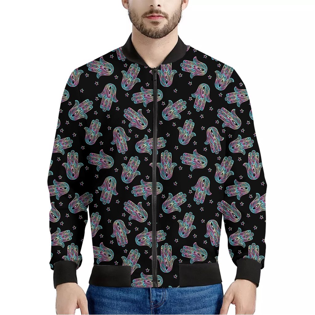 Colorful Hamsa Hand Print Bomber Jacket – We sell presents, you sell ...