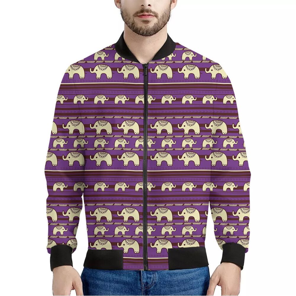 Cute Indian Tribal Elephant Print Bomber Jacket – We sell presents, you ...