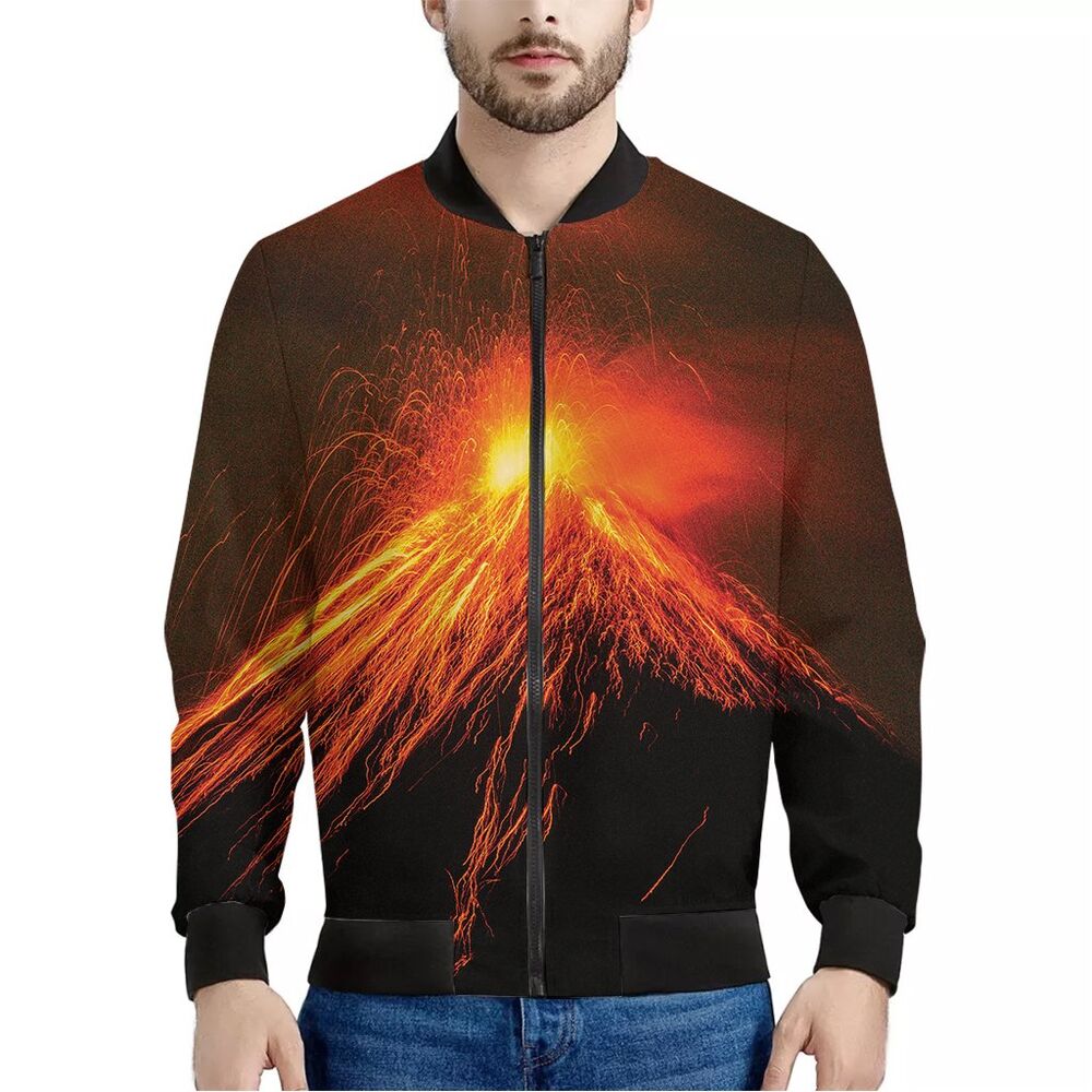 Fire Volcano Print Bomber Jacket – We sell presents, you sell memories!