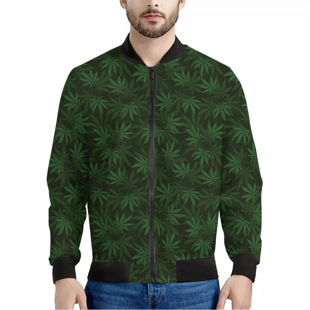 Forest Green Cannabis Leaf Print Bomber Jacket – We sell presents, you ...