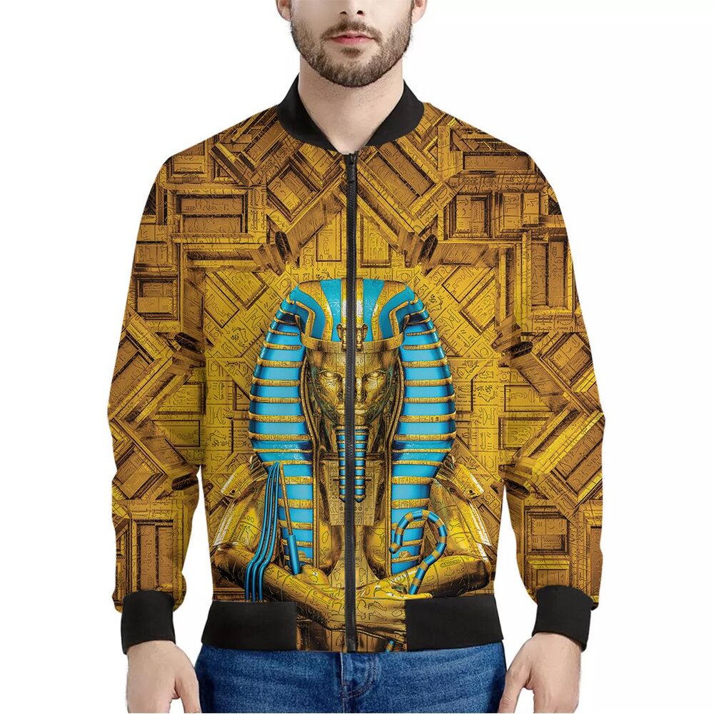 Golden Egyptian Pharaoh Print Bomber Jacket – We sell presents, you ...