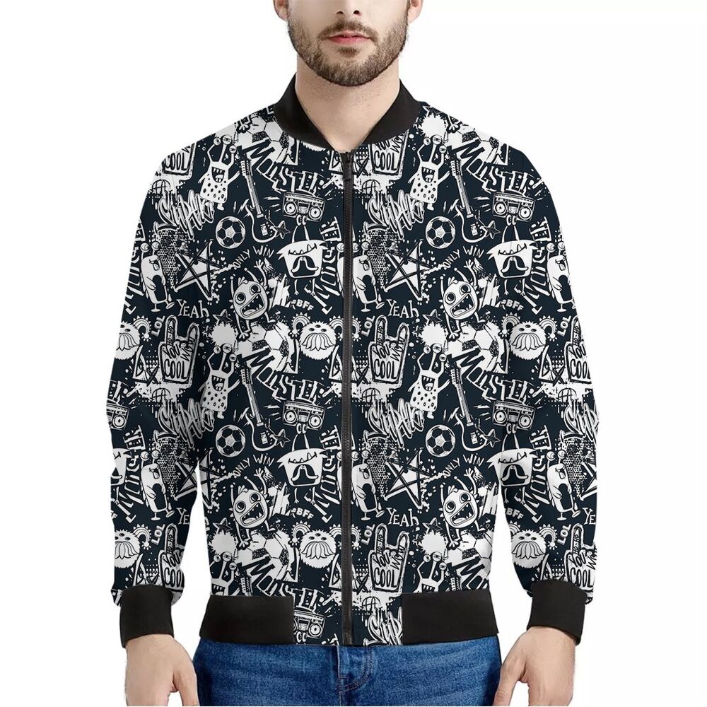 Graffiti Monster Characters Print Bomber Jacket – We sell presents, you ...