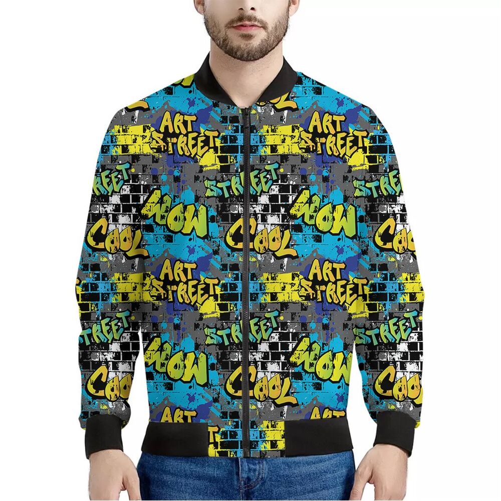 Graffiti Wall Print Bomber Jacket – We sell presents, you sell memories!