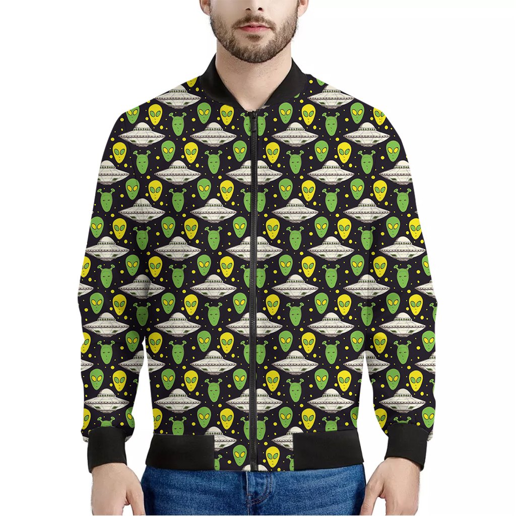 Green Alien UFO Space Print Bomber Jacket – We sell presents, you sell ...