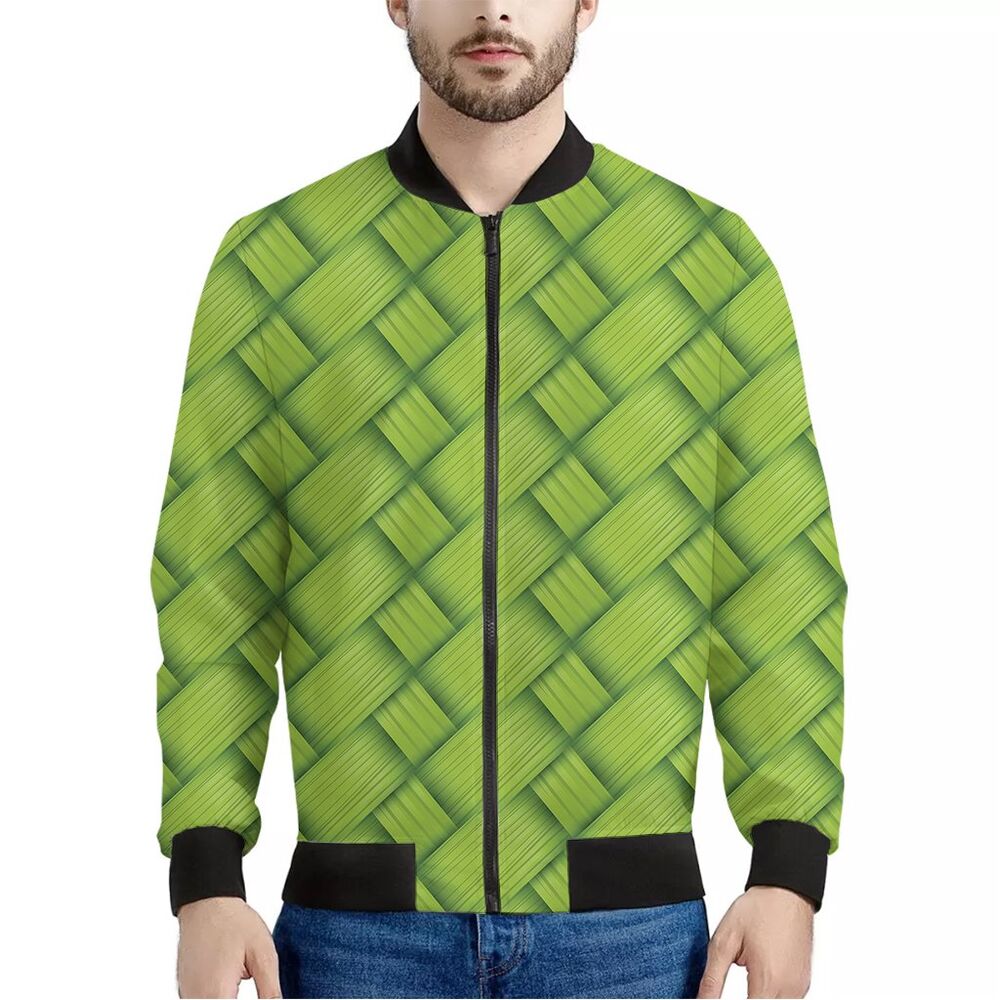 Green Bamboo Texture Print Bomber Jacket – We sell presents, you sell ...