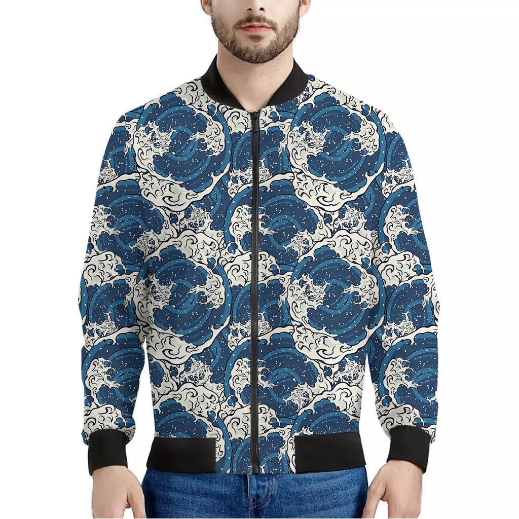 Japanese Ocean Wave Pattern Print Bomber Jacket – We sell presents, you ...