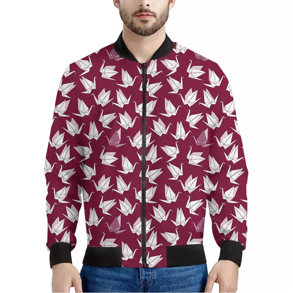 Japanese Origami Crane Pattern Print Bomber Jacket – We sell presents ...