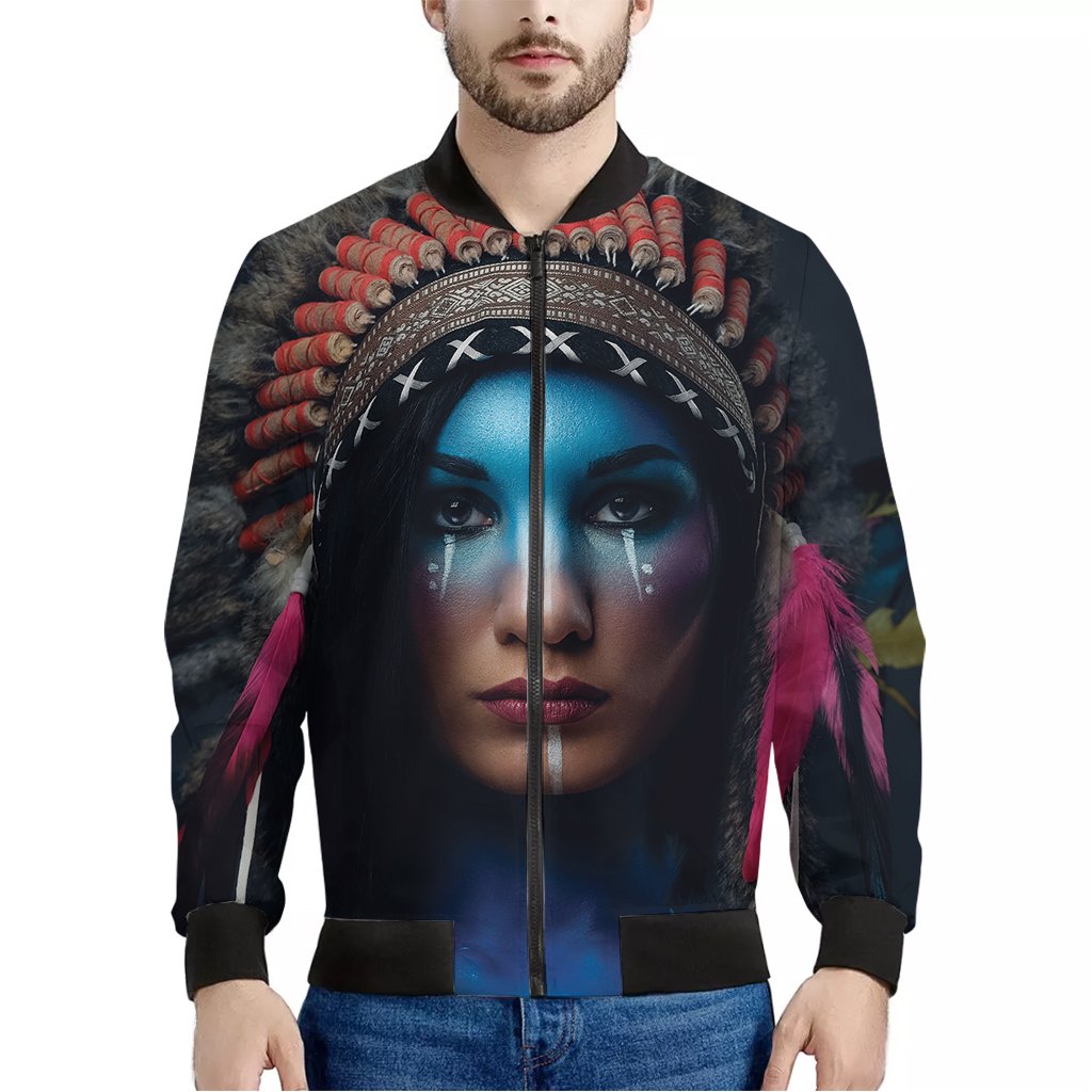 Native Indian Woman Portrait Print Bomber Jacket – We sell presents ...
