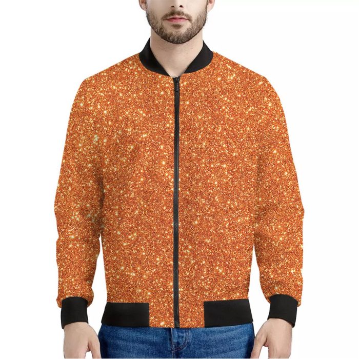 Orange Glitter Texture Print Bomber Jacket – We sell presents, you sell ...