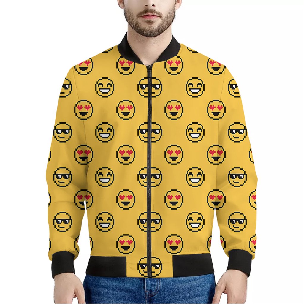 Pixel Emoji Pattern Print Bomber Jacket – We sell presents, you sell ...