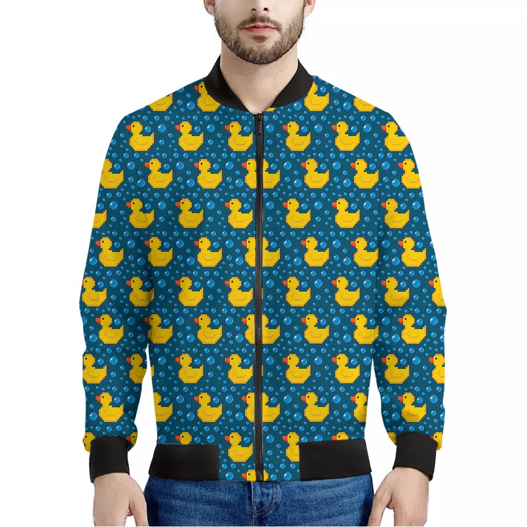 Pixel Rubber Duck Pattern Print Bomber Jacket – We sell presents, you ...