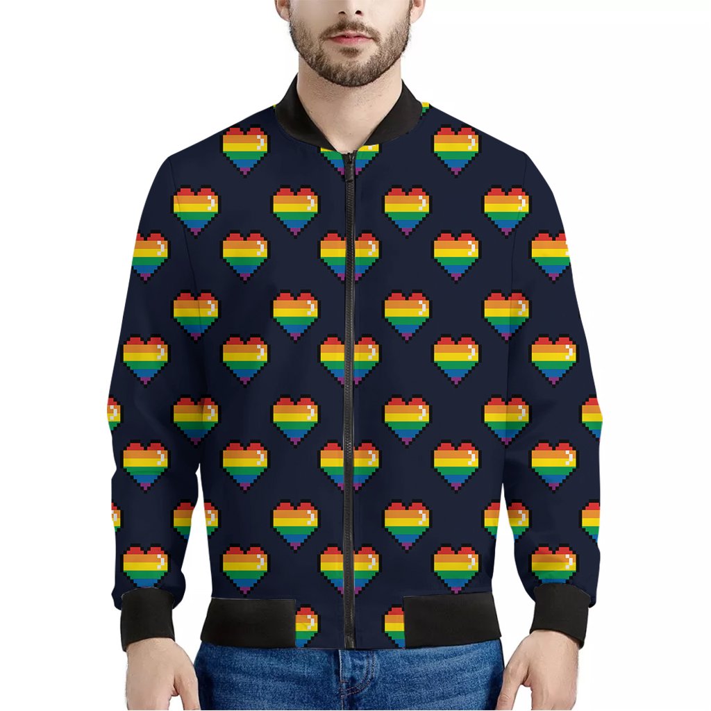 Rainbow Pixel 8-Bit LGBT Pride Heart Bomber Jacket – We sell presents ...