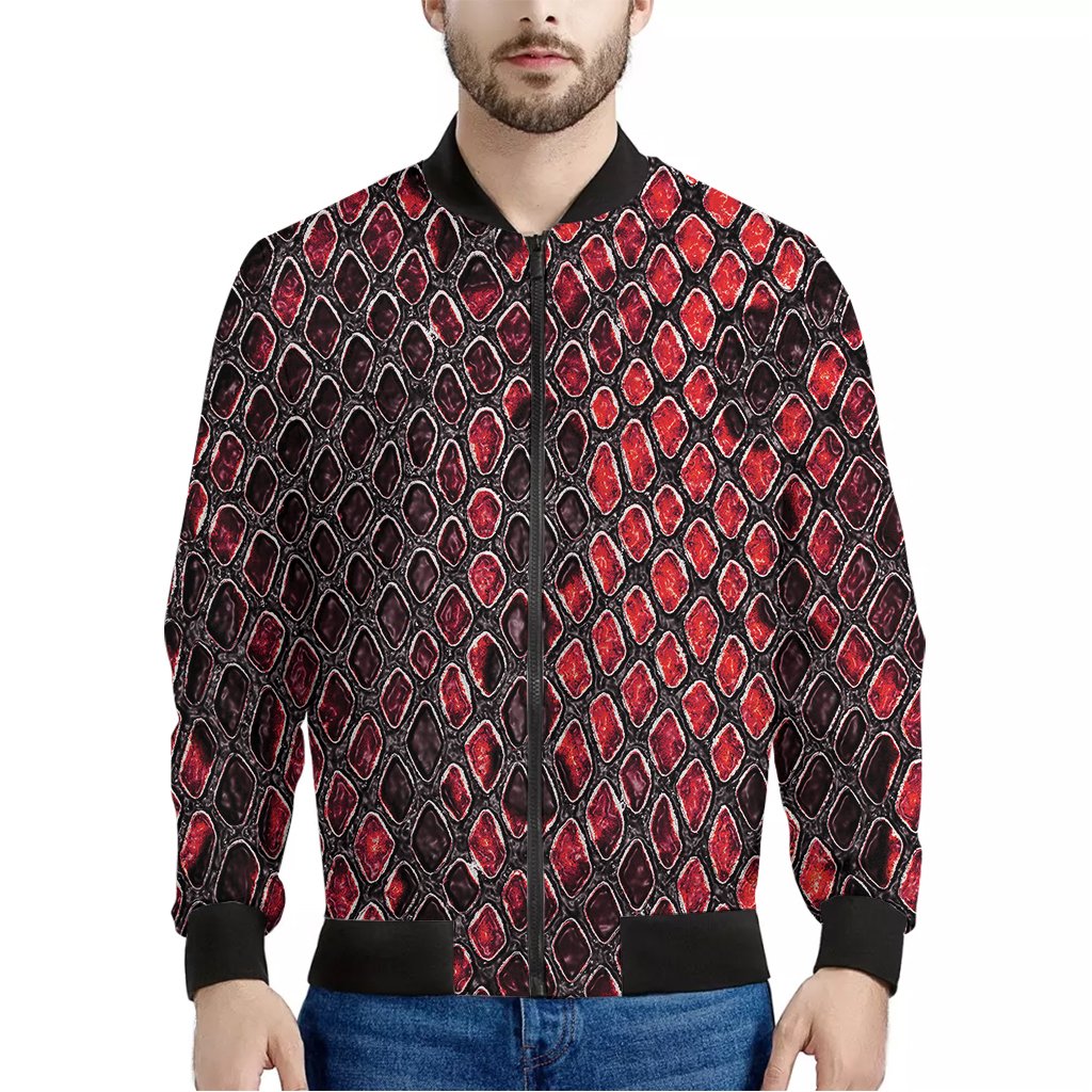 Red And Black Snakeskin Print Bomber Jacket – We sell presents, you ...