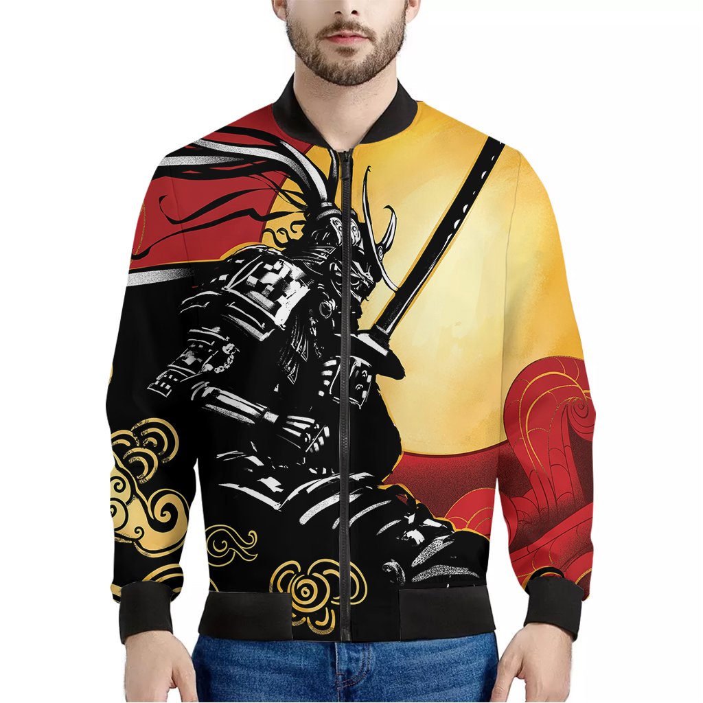 Red Sky And Golden Sun Samurai Print Bomber Jacket – We sell presents ...
