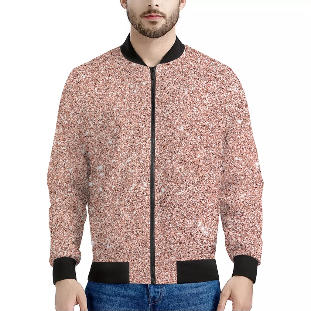 Rose Gold Glitter Texture Print Bomber Jacket – We sell presents, you ...