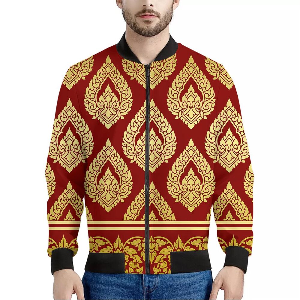 Traditional Thai Pattern Print Bomber Jacket – We sell presents, you ...