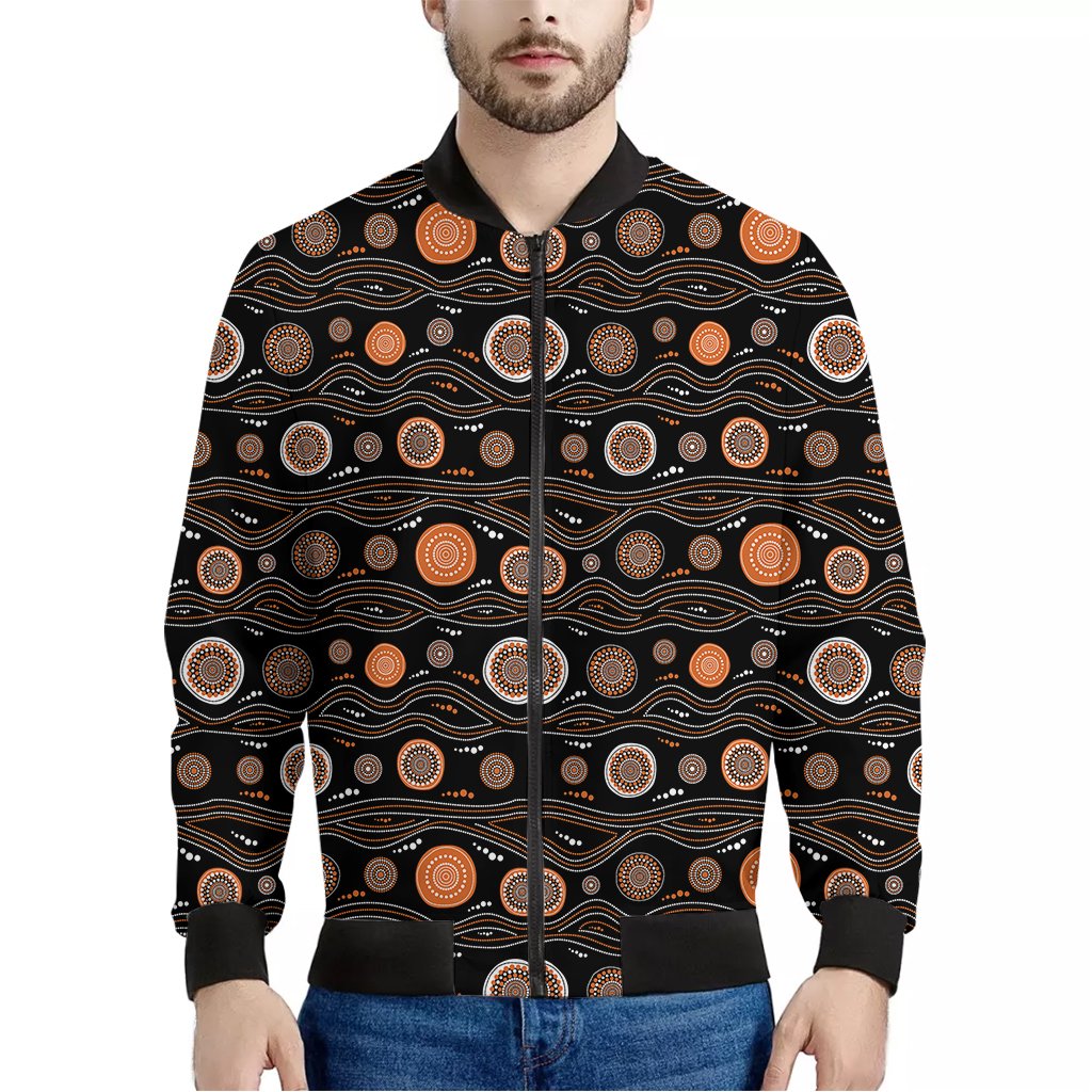White And Orange Aboriginal Dot Print Bomber Jacket – We sell presents, you sell memories!