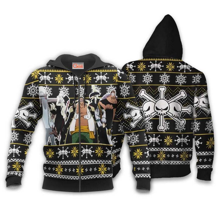 Blackbeard Pirates Ugly Christmas Sweater Pullover Hoodie Custom Anime ...
