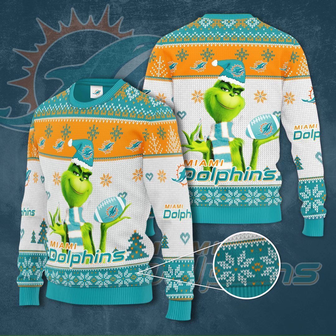 NFL Miami Dolphins Grinch Ugly Christmas Sweater – We sell presents ...