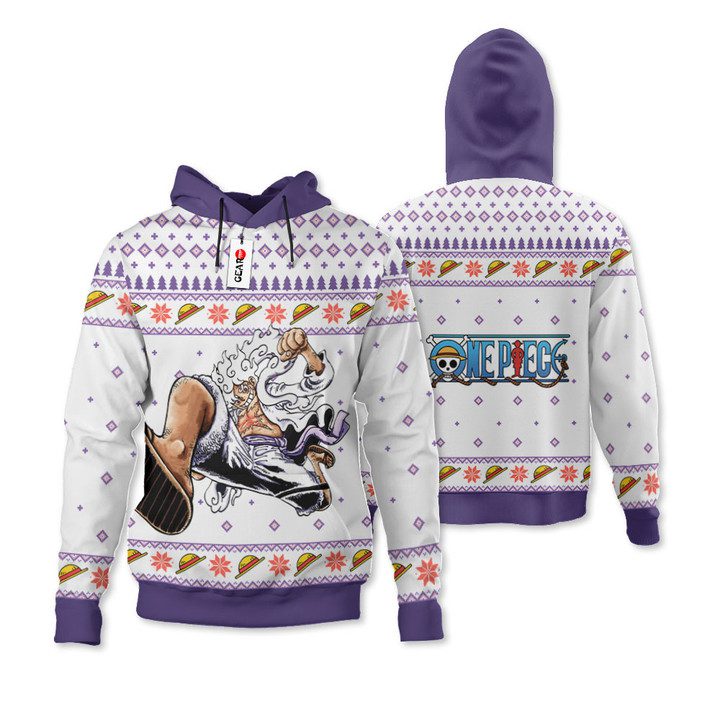 One Piece Luffy Gear 5 White Custom Anime Ugly Christmas Sweater ...