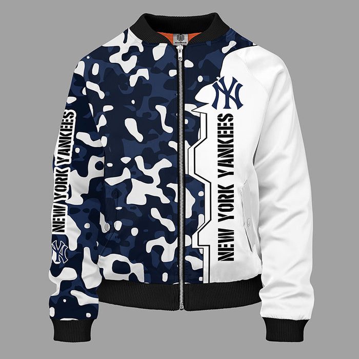 New York Yankees Camouflage Blue Bomber Jacket TBJ4396 – We sell ...