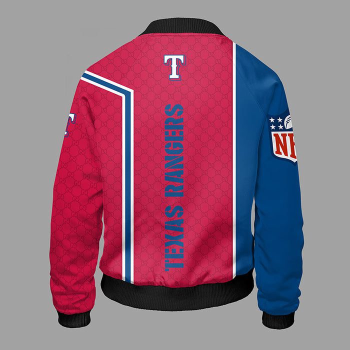 Texas Rangers Blue Red Unisex Bomber Jacket Gucci Luxury Jacket TBJ4424 ...