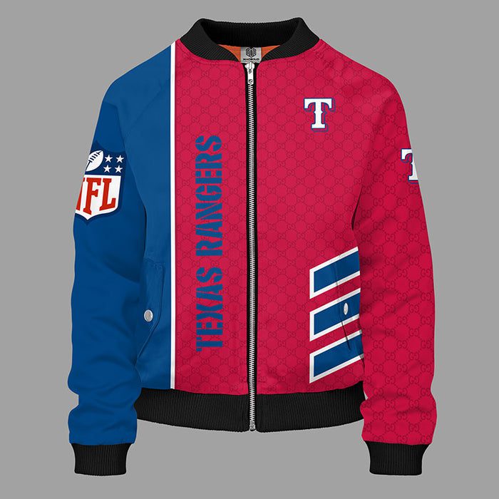 Texas Rangers Blue Red Unisex Bomber Jacket Gucci Luxury Jacket TBJ4424 ...