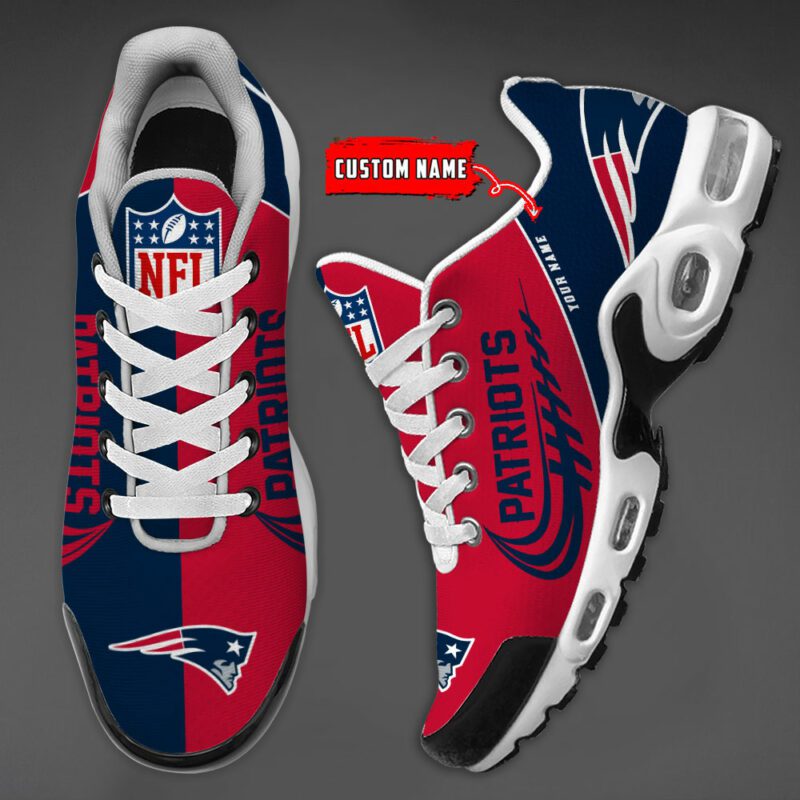 New England Patriots Personalized NFL Half Color Air Max Plus TN Shoes ...