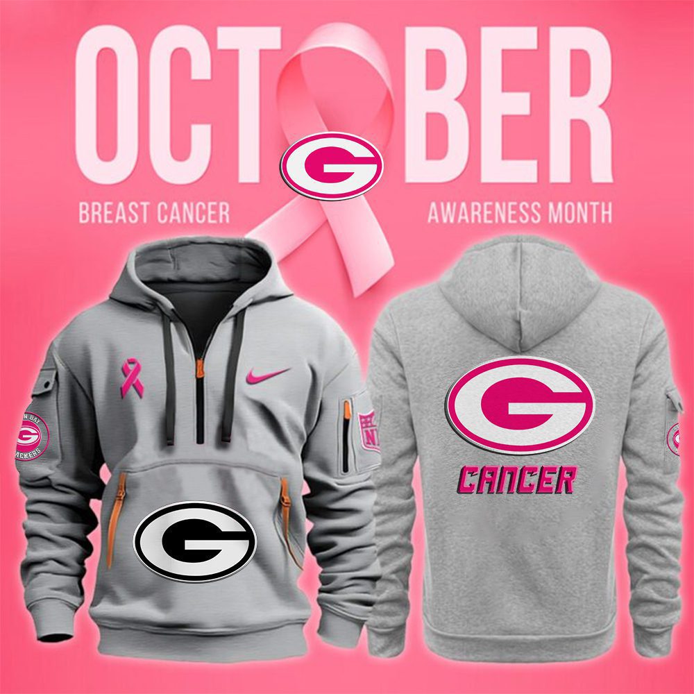 Green Bay Packers NFL October Breast Cancer Awareness Month Quarter Zip ...